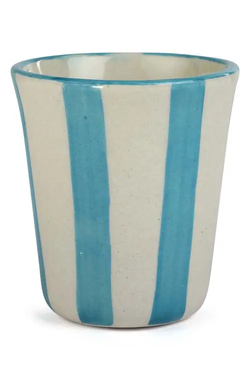 CASA AMAROSA Stripe Ceramic Drinking Glass - Aqua