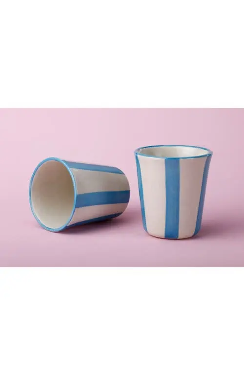 CASA AMAROSA Stripe Ceramic Drinking Glass - Aqua