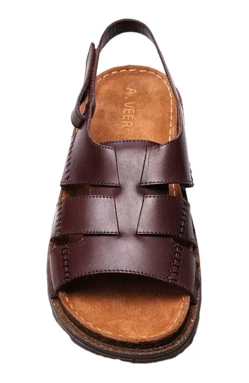 A. VEER Maldiva Back-strap Sandal - Brown Leather
