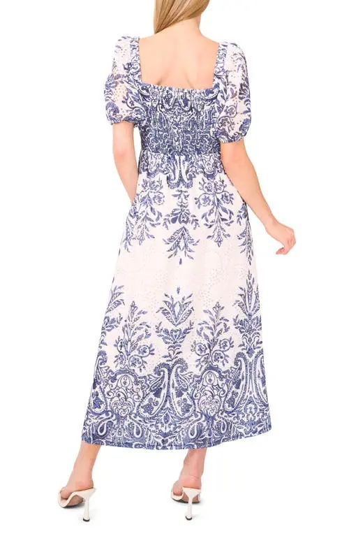 Ted Baker London Print Eyelet Puff Sleeve Midi Dress