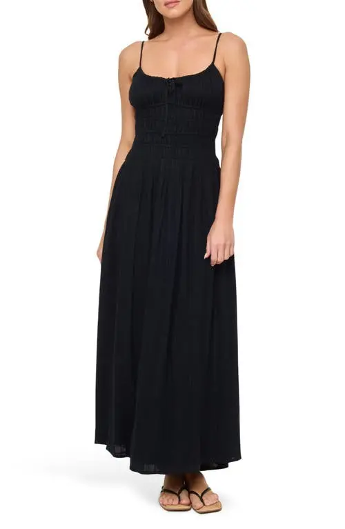 L*Space Tala Shirred Waist Cover-up Maxi Sundress - Black