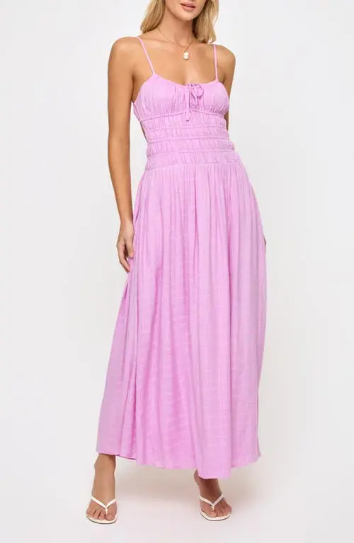L*Space Tala Shirred Waist Cover-up Maxi Sundress - Light Iris