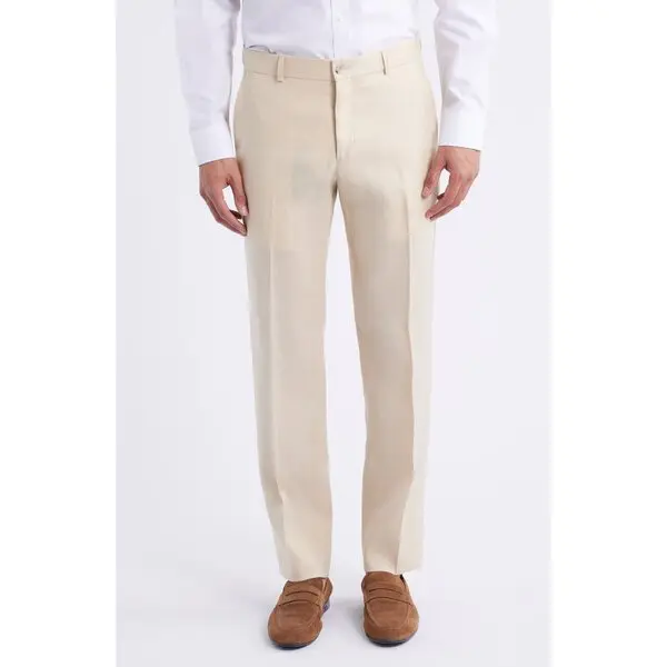 Berle Flat Front Linen Trousers - Butter