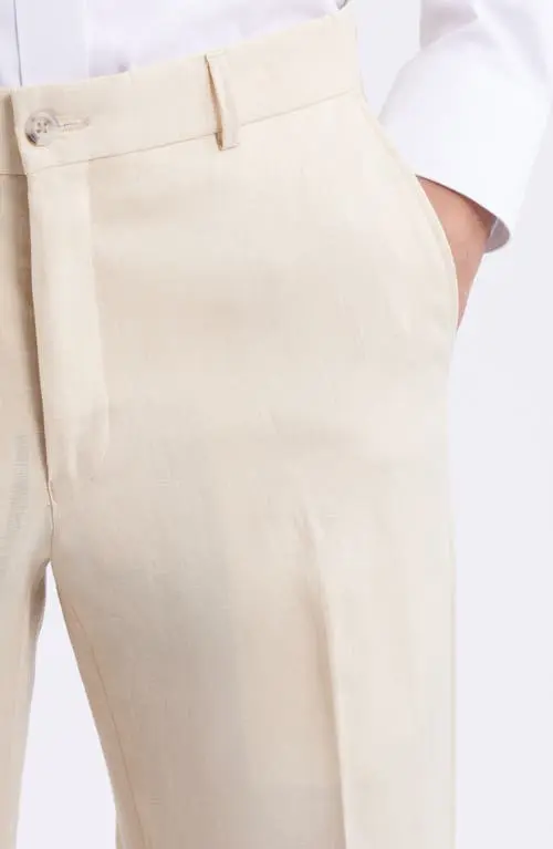 Berle Flat Front Linen Trousers - Butter