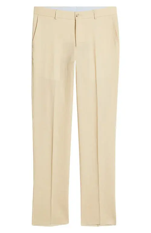 Berle Flat Front Linen Trousers - Butter