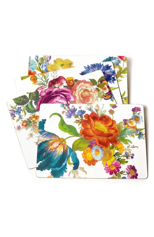 MACKENZIE-CHILDS Flower Market Set Of 4 Placemats - White Multi