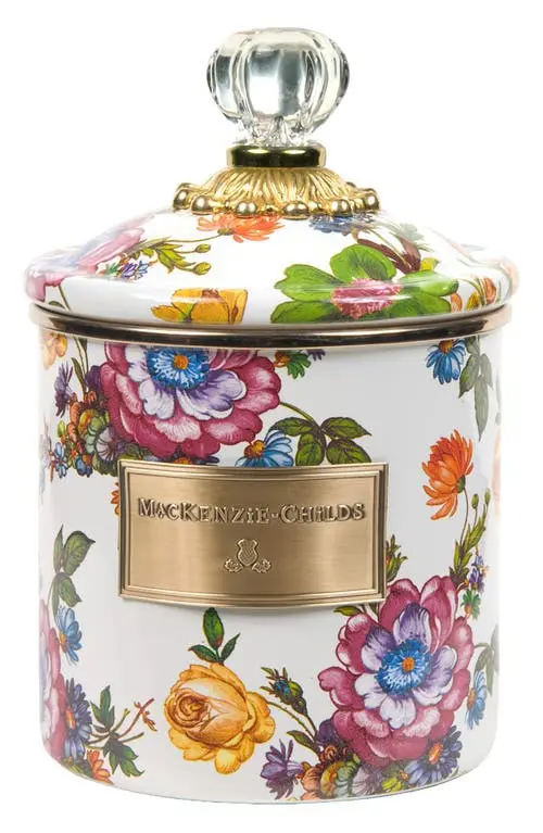 MACKENZIE-CHILDS Flower Market Enameled Steel Small Canister - White Multi
