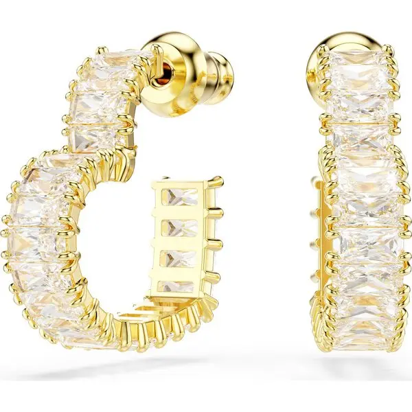 SWAROVSKI Matrix Crystal Heart Hoop Earrings - White/ Gold