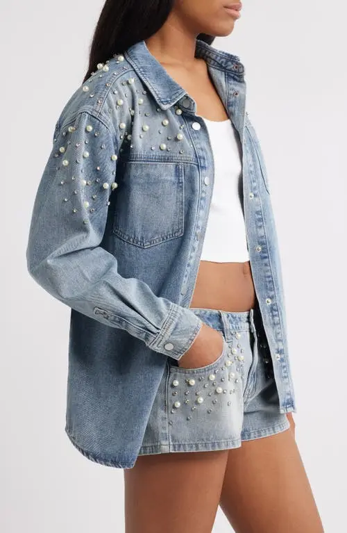 PTCL Delilah Imitation Pearl & Rhinestone Denim Jacket
