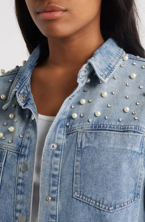 PTCL Delilah Imitation Pearl & Rhinestone Denim Jacket
