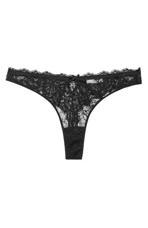 FLEUR DU MAL Bianca Lace Thong - Black