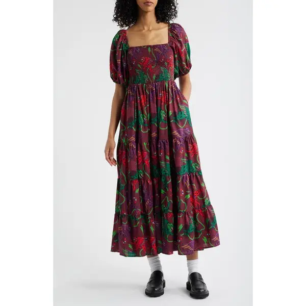 DRESSED IN LALA Summer Solstice Smock Bodice Tiered Dress
