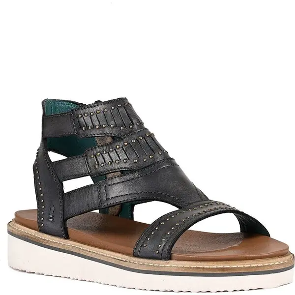ROAN Leather Platform Sandals - Black Distressed