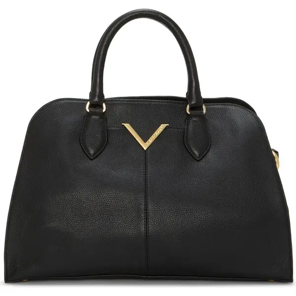 Vince Camuto Tasha Croc Embossed Leather Satchel - Black