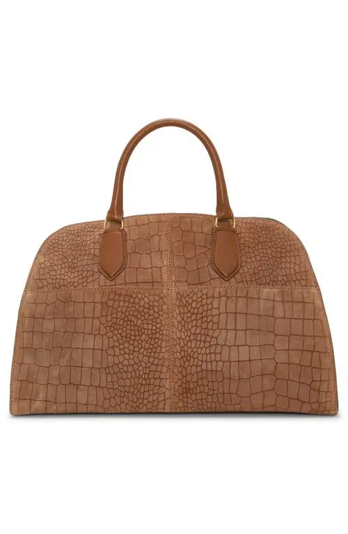 Vince Camuto Tasha Croc Embossed Leather Satchel - Brown