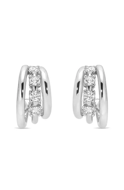 Ettika Mini Cubic Zirconia Hoop Earrings - Silver