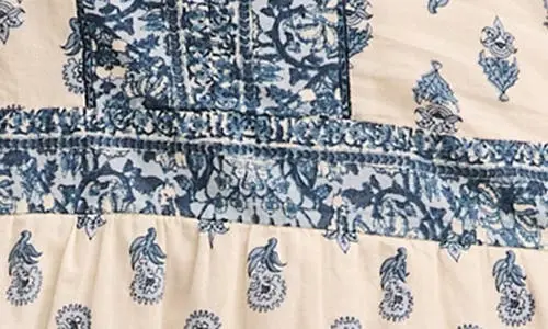 Lucky Brand Border Print Cotton Mini Dress