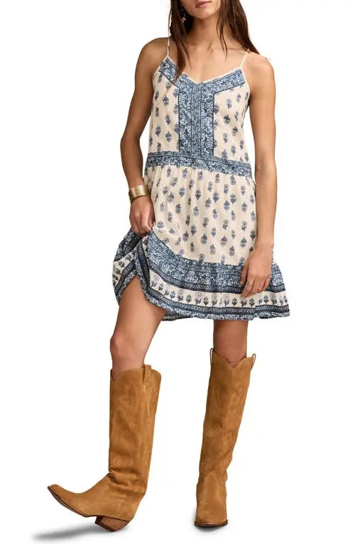 Lucky Brand Border Print Cotton Mini Dress - Blue Combo