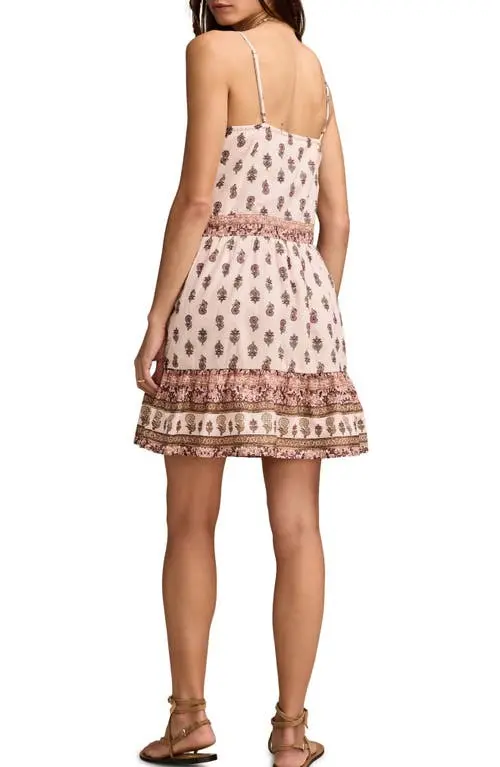 Lucky Brand Border Print Cotton Mini Dress - Mauve Combo