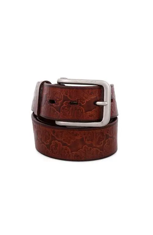 Bed Stu Everton Stamped Leather Belt - Teak Rustic