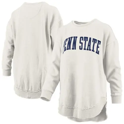 PRESSBOX Penn State Nittany Lions Melange Poncho Fleece Pullover Sweatshirt - Oatmeal