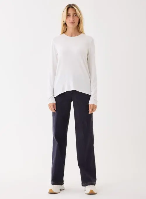 Majestic Filatures Soft Touch Long Sleeve Crewneck T-shirt - Blanc