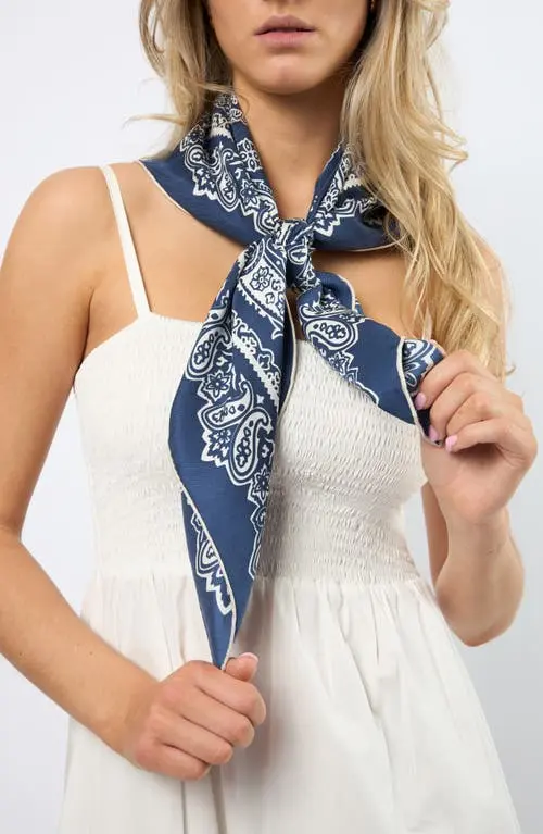 VIENS AVEC MOI Paisley Large Silk Square Scarf - Blue