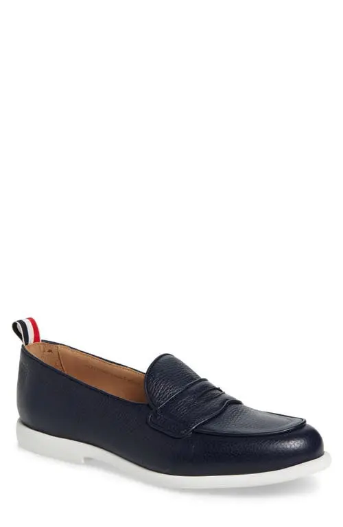 Thom Browne Varsity Square Toe Penny Loafer - Navy
