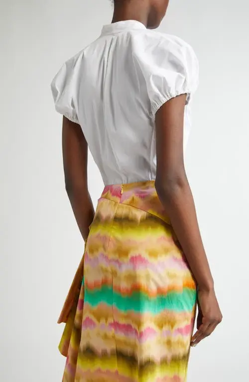 Lela Rose Poplin V-neck Button-up Shirt