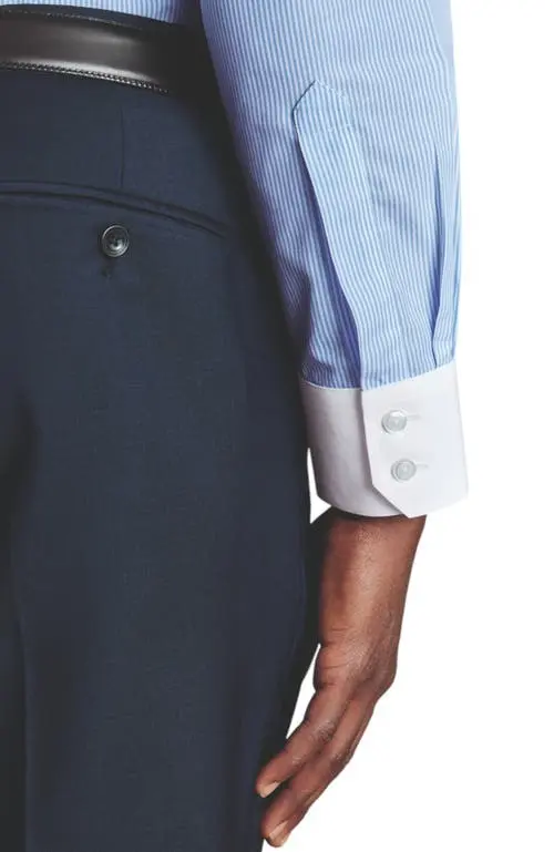 CHARLES TYRWHITT Cutaway Collar Non-iron Bengal Stripe Winchester Shirt