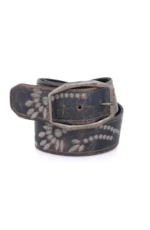 Bed Stu Mohawk Leather Belt - Silver Lux
