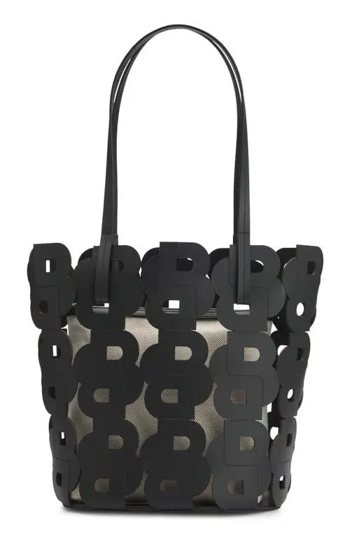 BOSS Double B Monogram Leather Tote - Black