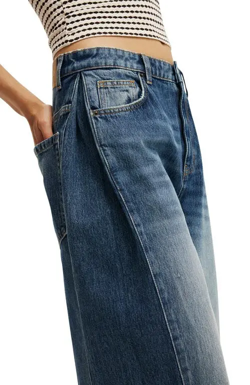 COTTON ON 91 Wide Leg Jean - Pleat Florence Blue