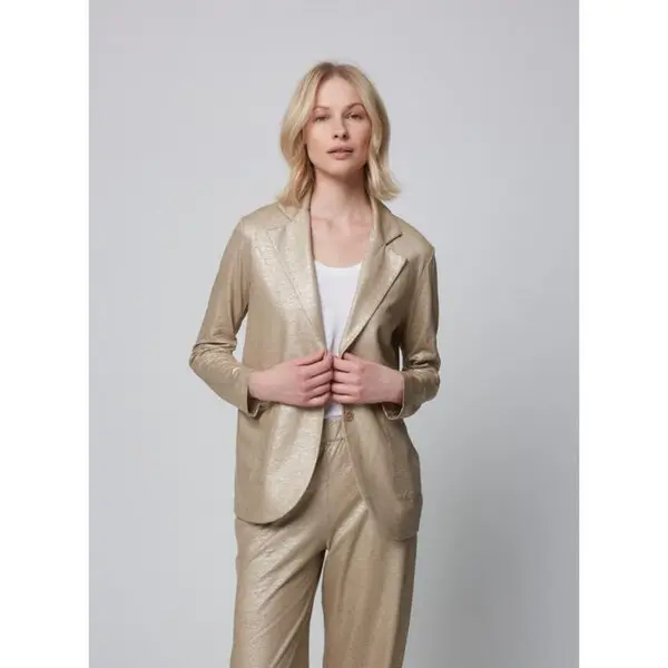 Majestic Filatures Stretch Metallic Linen One-button Blazer - Sable