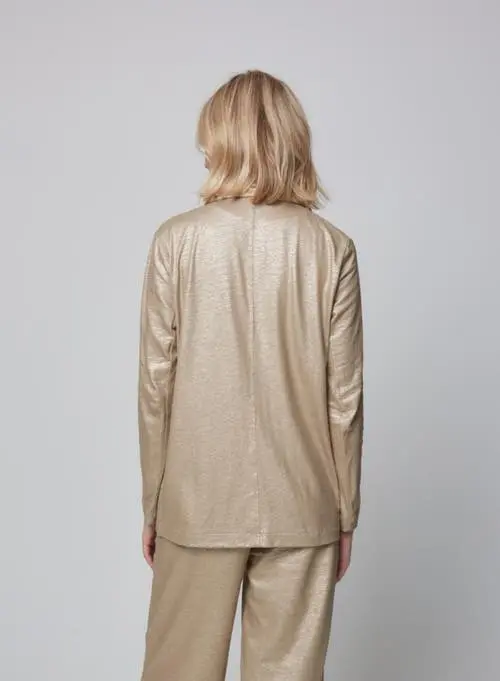 Majestic Filatures Stretch Metallic Linen One-button Blazer