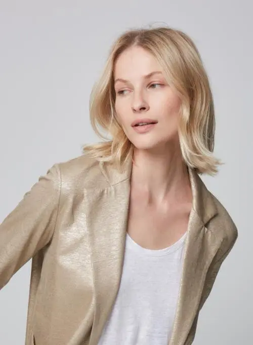 Majestic Filatures Stretch Metallic Linen One-button Blazer