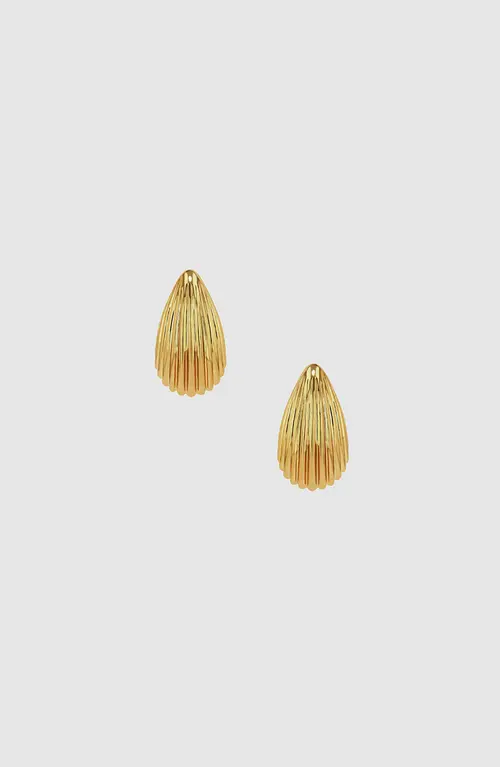 ANINE BING Ribbed Drop Earrings - Gold