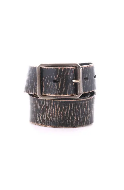 Bed Stu Drifter Leather Belt - Black Abrasive