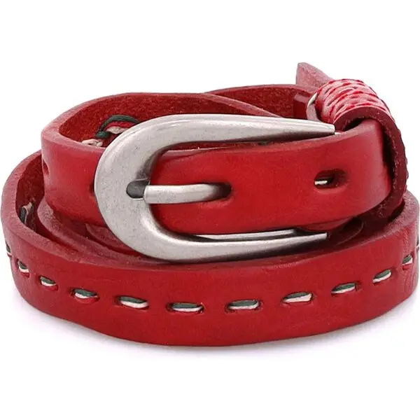 Bed Stu Skinny Leather Belt - Red