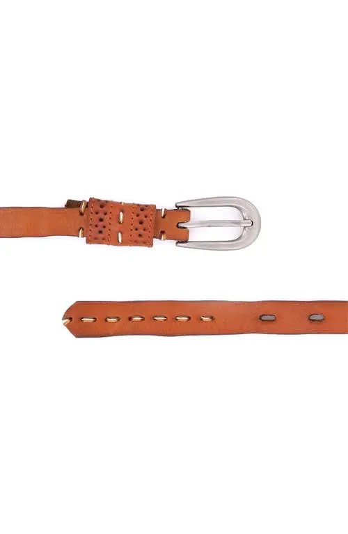 Bed Stu Skinny Leather Belt - Tan