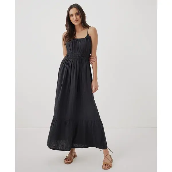 PACT Organic Cotton Cami Maxi Dress - Black