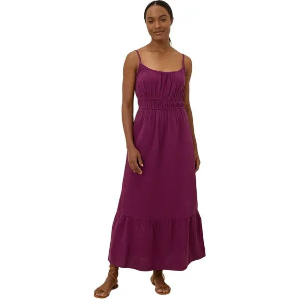 PACT Organic Cotton Cami Maxi Dress - Sangria