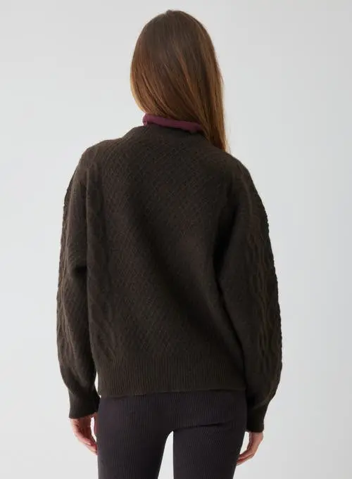 Majestic Filatures Yak Wool Blend Cable Knit Crewneck