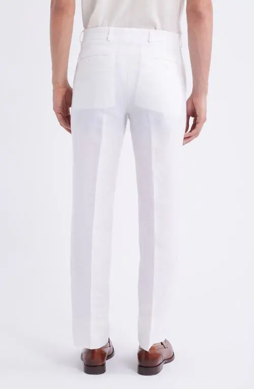 Berle Flat-front Linen Dress Pants - White