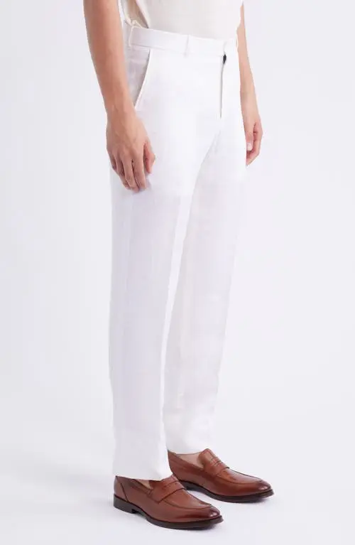 Berle Flat-front Linen Dress Pants - White