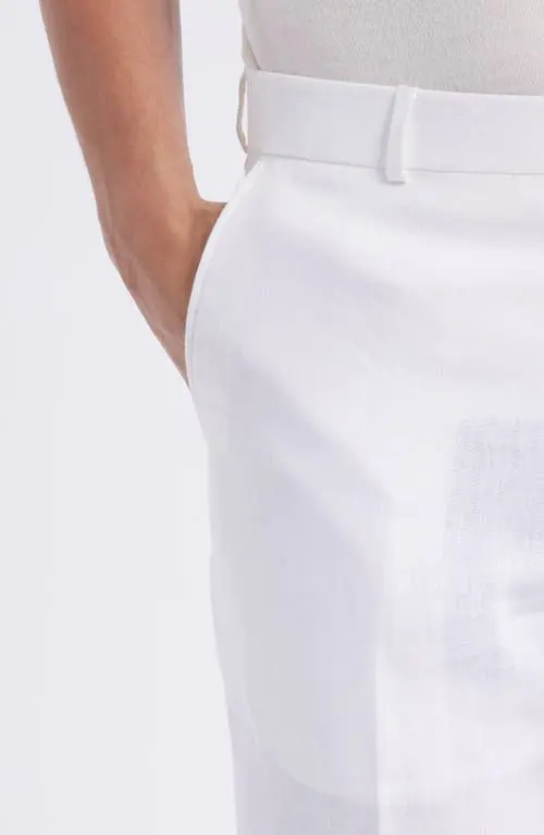 Berle Flat-front Linen Dress Pants - White