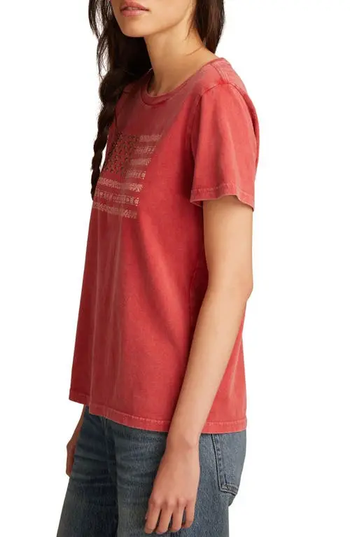 Lucky Brand Flag Stud Embellished Cotton Graphic T-shirt