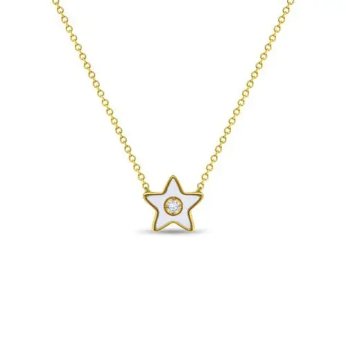 IN SEASON JEWELRY 14k Yellow Cz Enamel Star Pendant Necklace - Gold