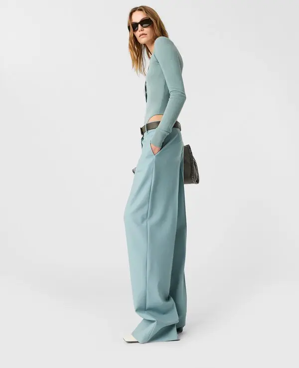 Stella McCartney Pleated Straight-leg Trousers - New Celadon