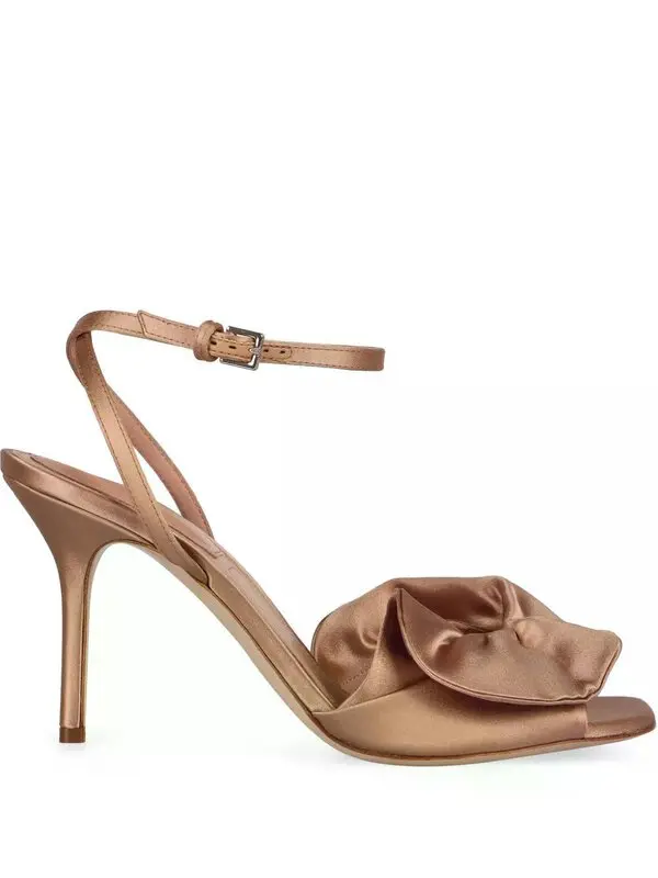 Alberta Ferretti Ruffled Satin Sandals - Neutrals
